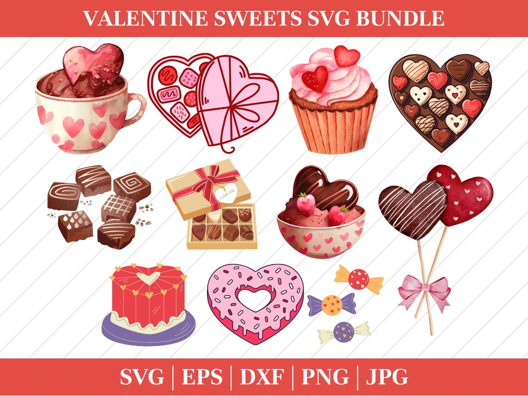 Watercolor Valentines Day Sweets Clipart, Valentine Donut Clipart ...