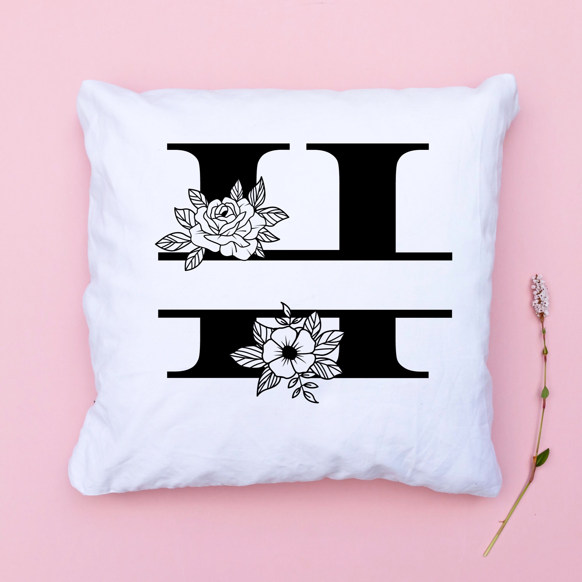 Floral Monogram SVG Bundle, Split Monogram, Last Name Svg, Initial ...