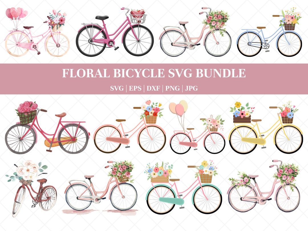 Bicycle Svg,vintage Bicycle With Flower Basket,wildflower,floral ...