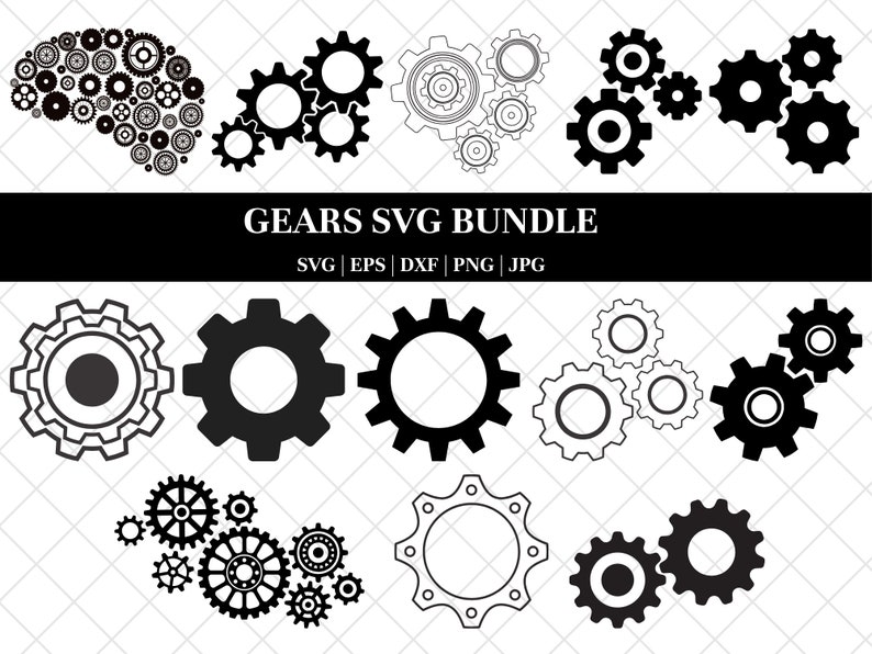 Gears SVG Bundle, Gears PNG Bundle, Gears Clipart, Gears SVG Cut Files ...