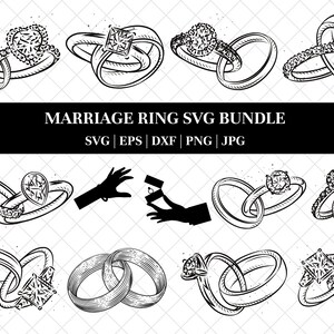 Marriage Rings Svg Bundle, Ring Svg, Wedding Svg, Clipart, Silhouette ...