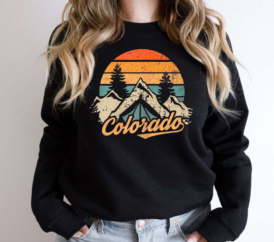 Retro Colorado Sweatshirt, Camping Rocky Mountain Sweatshirt, Colorado ...