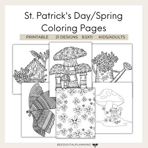 Printable St. Patrick's Day Spring Themed Coloring Pages for Relaxation ...