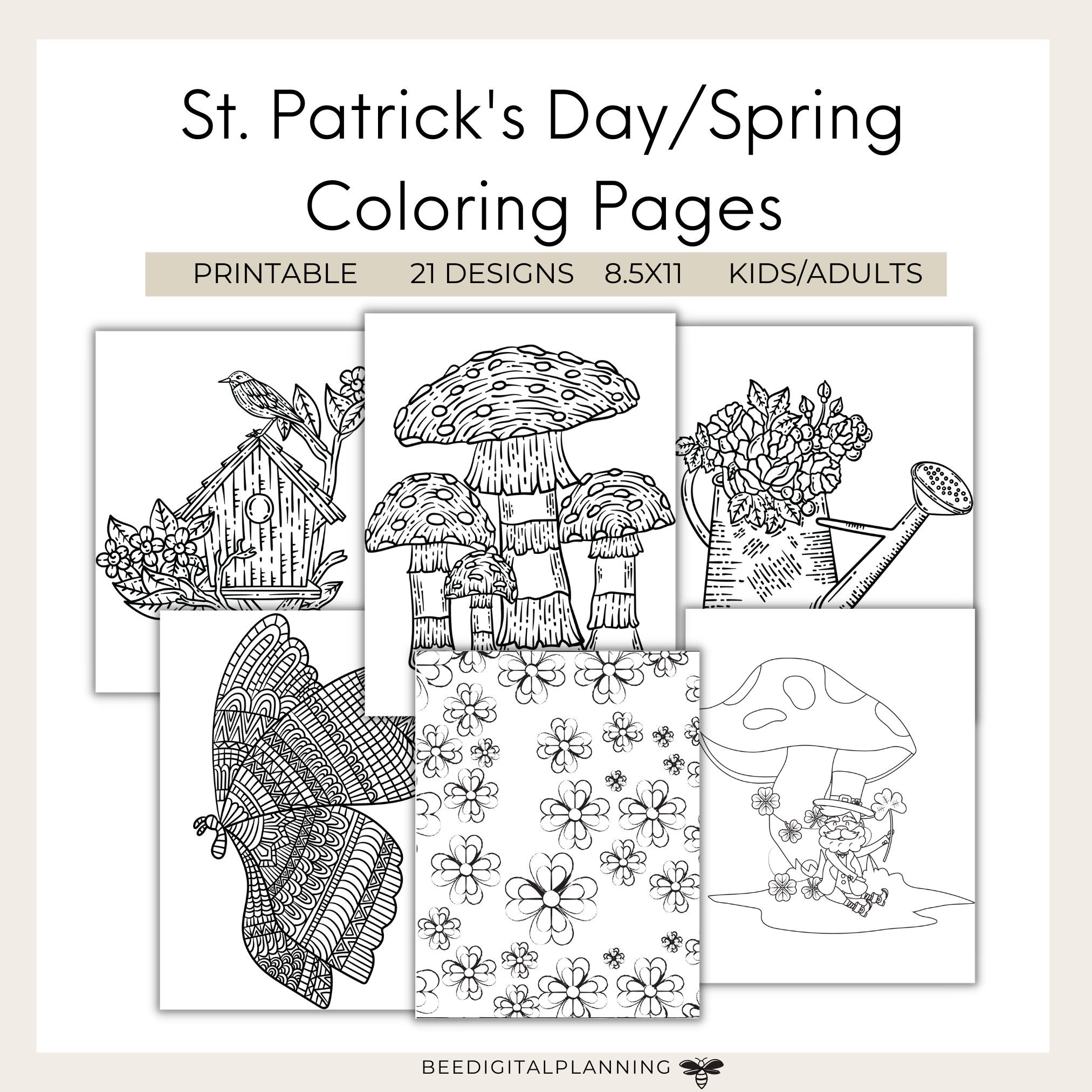 Printable St. Patrick's Day Spring Themed Coloring Pages for Relaxation ...