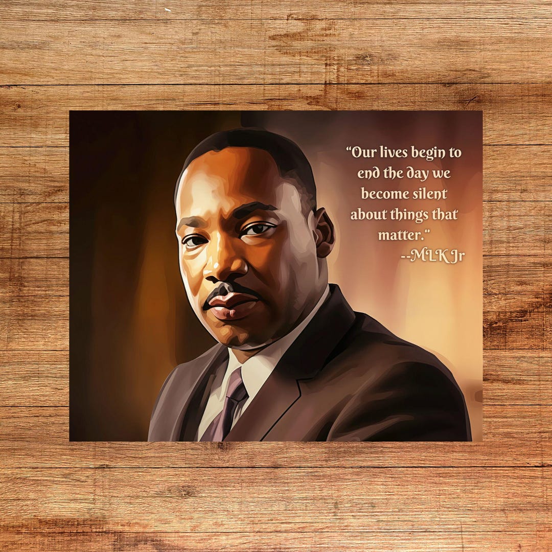 Satin Poster Print, Martin Luther King Jr Tribute Art, MLK Quote Wall ...