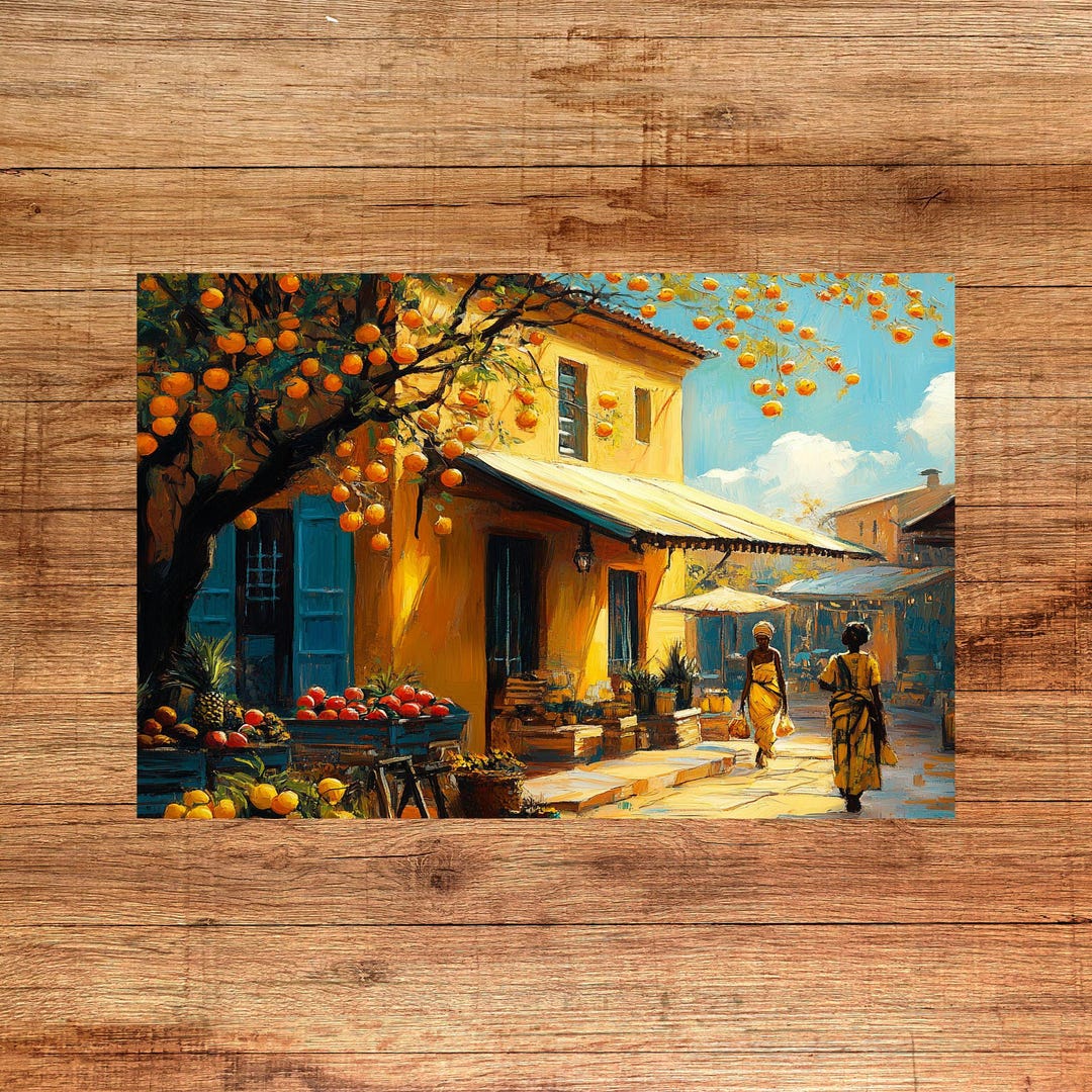 Satin Poster, African Marketplace Wall Art Print, Indigenous Art Decor ...