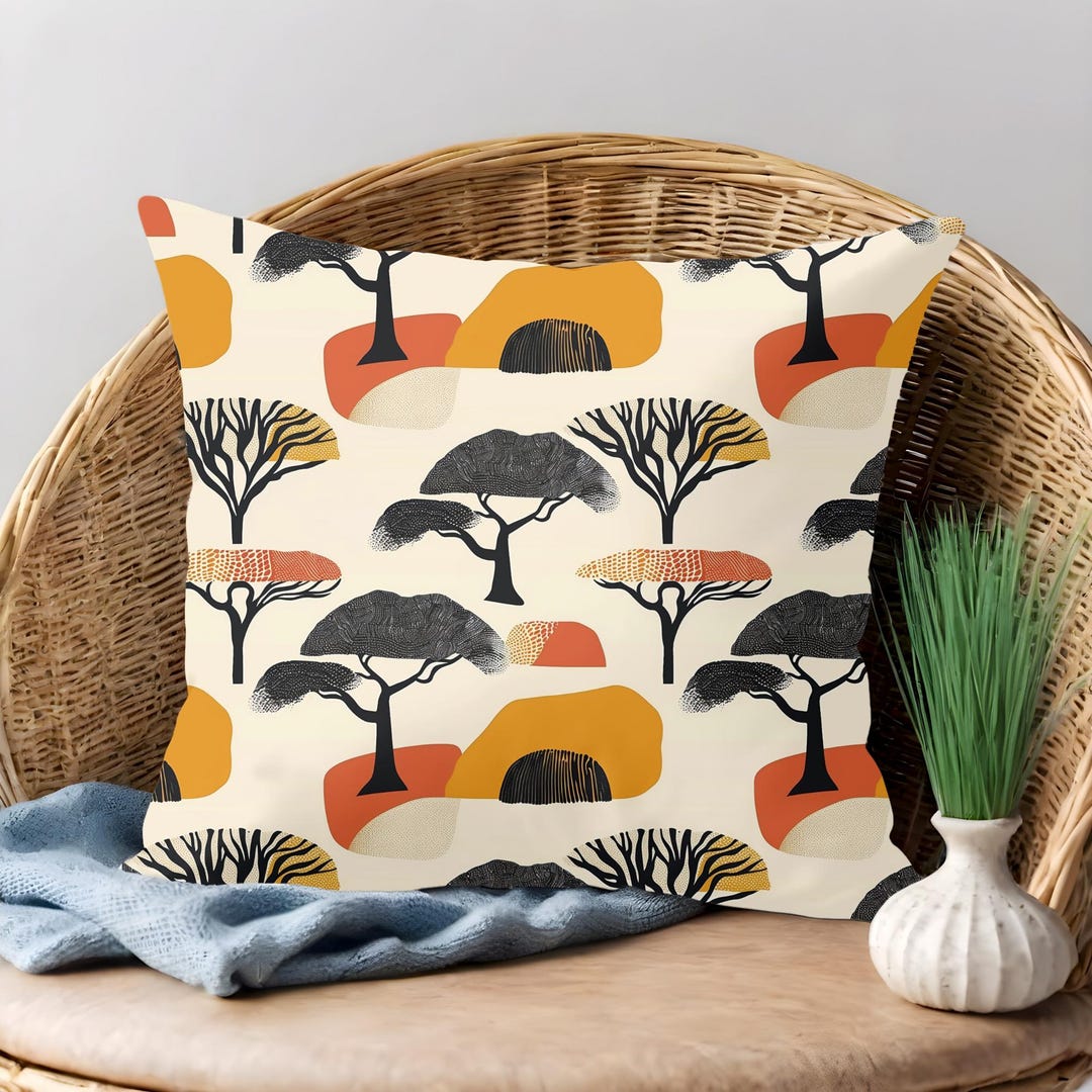 African Savanna Tree Throw Pillow Cover, Modern Boho Decor - Etsy