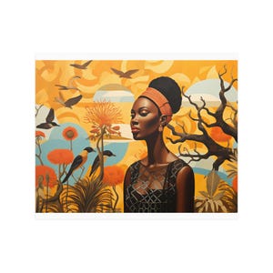 Afrocentric Woman and Nature Art Print, Satin Posters (210gsm), African ...