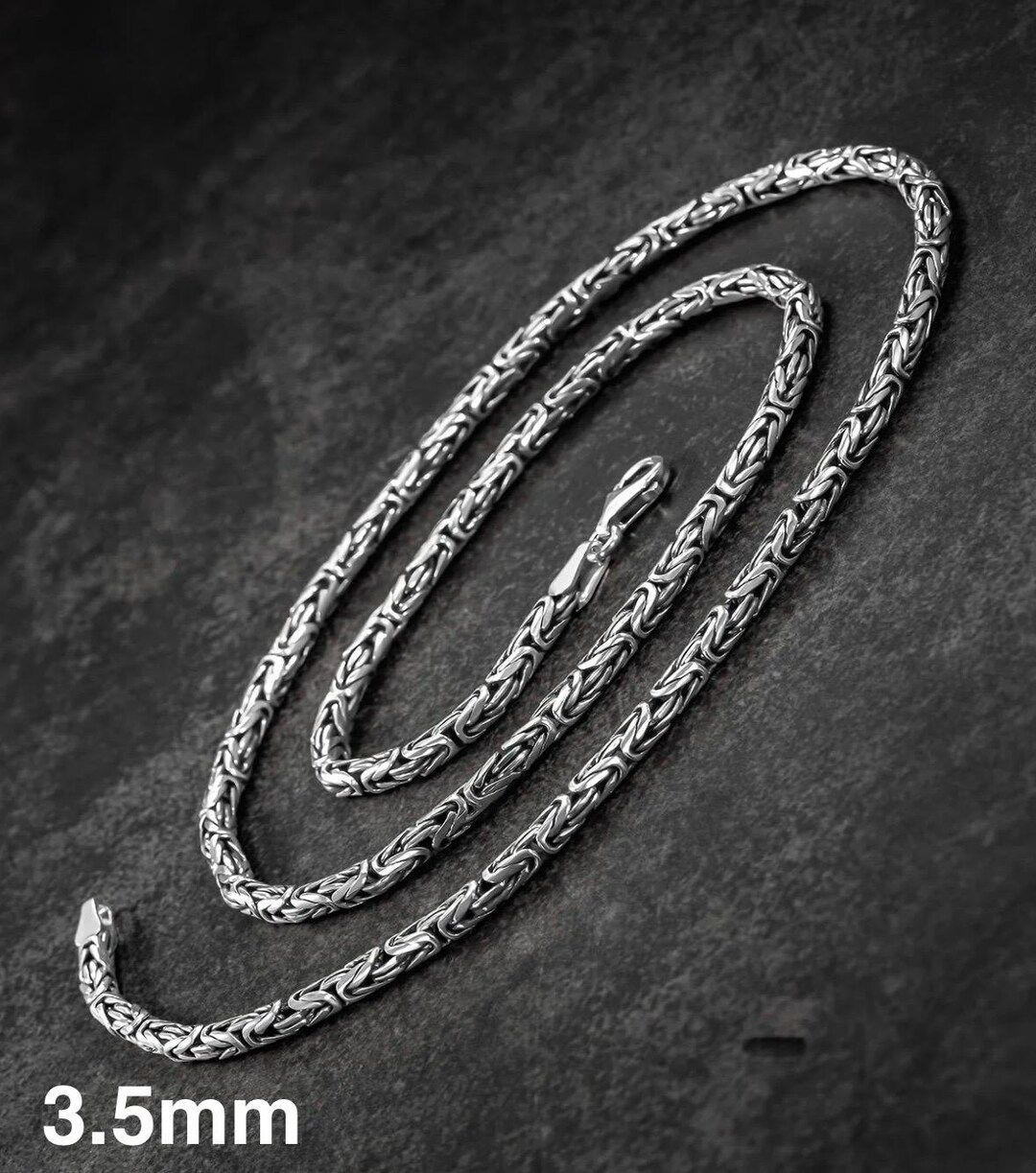 3.5mm Byzantine Silver Chain Necklace, Silver Kings Chain, Silver Round ...