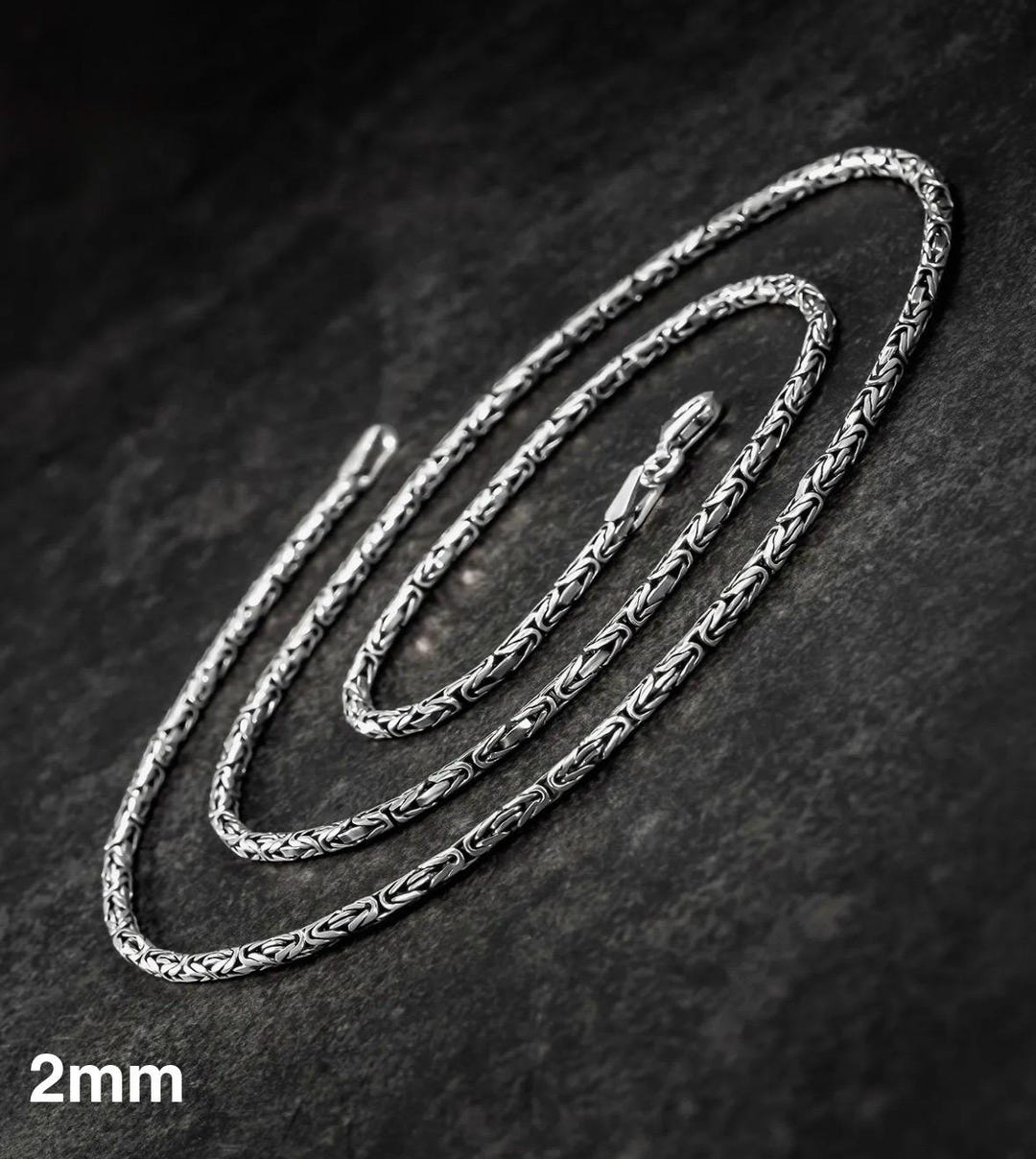 925 Sterling Silver 2mm Silver Byzantine Necklace, Silver Kings Chain ...