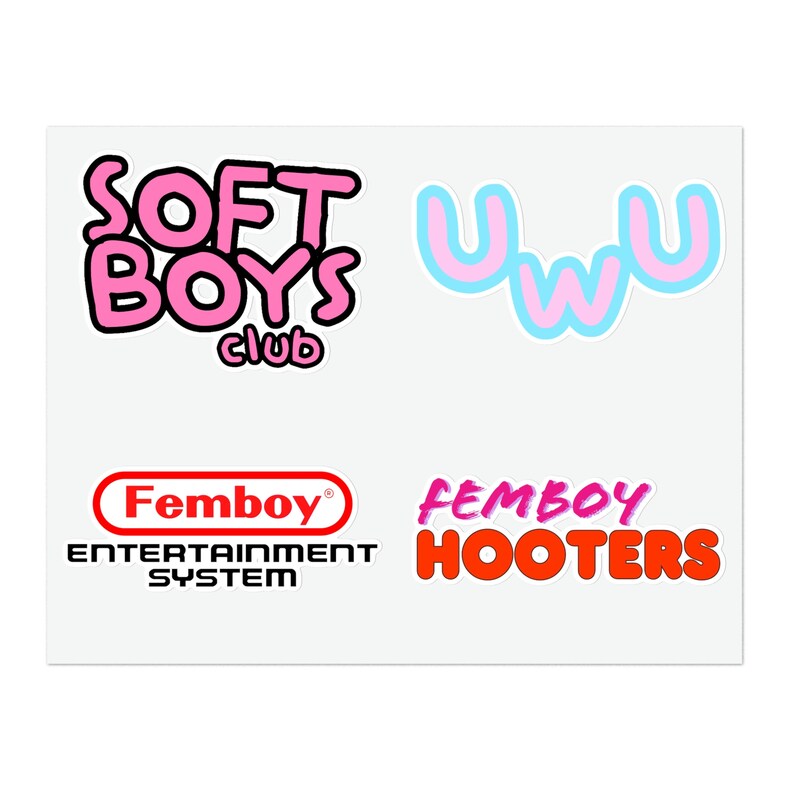 Super Gay Sticker Sheet 2 Femboy Hooters Soft Boys Club Uwu Holographic Transparent White ...
