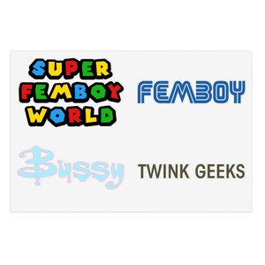 Super Gay Femboy Twink Geek Sticker Sheets - Holographic Stickers ...