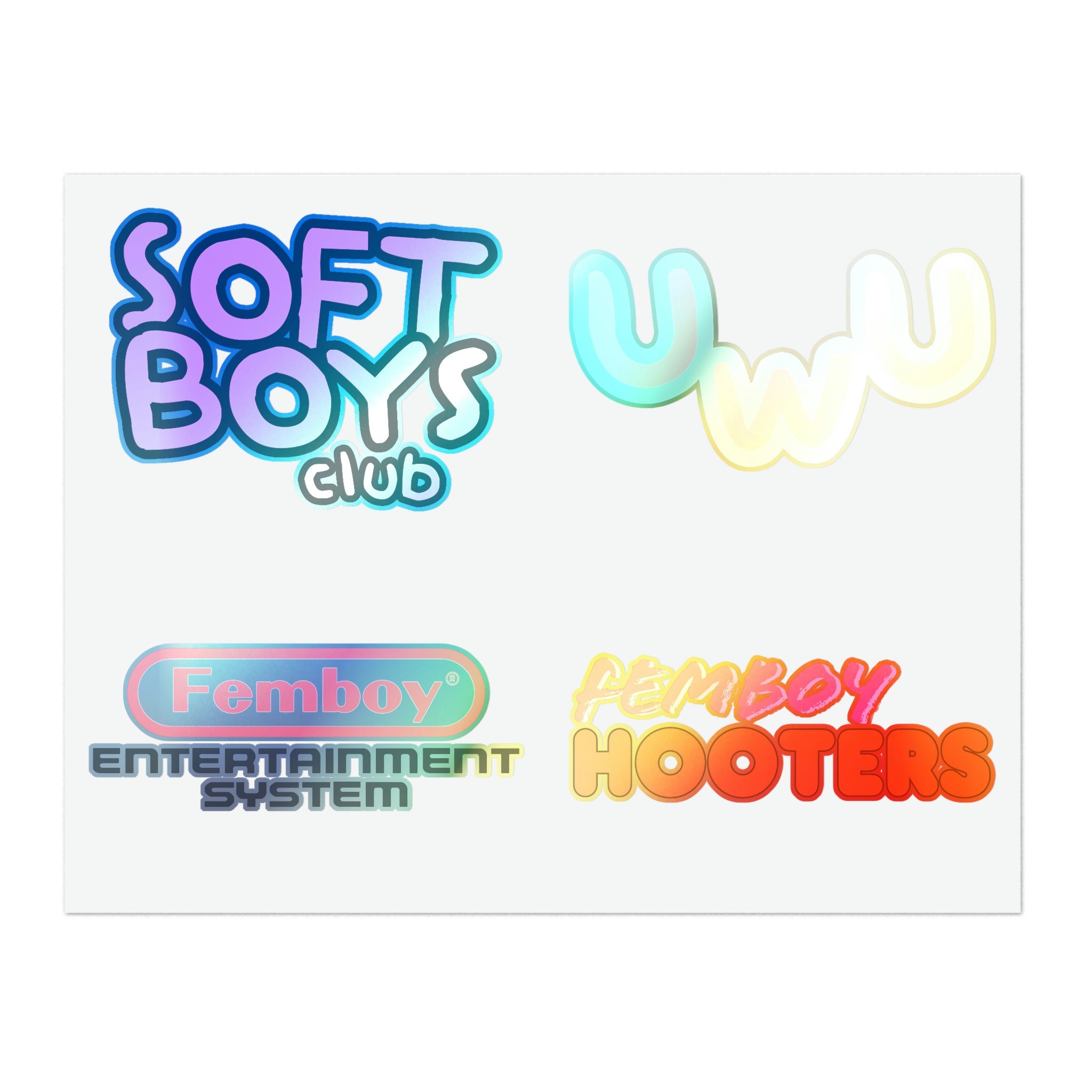 Super Gay Sticker Sheet 2 Femboy Hooters Soft Boys Club Uwu Holographic ...