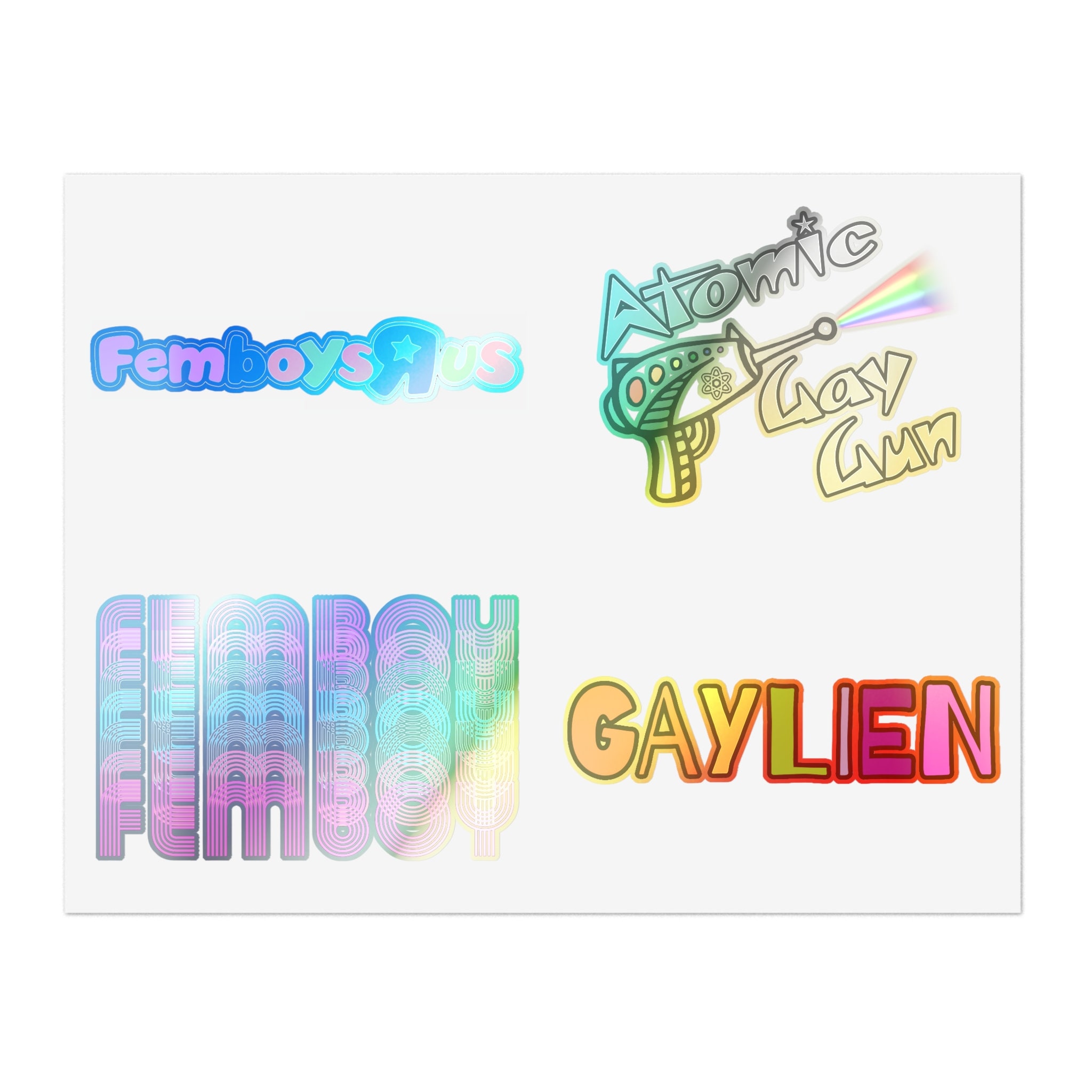 Super Gay Sticker Sheet 3 Femboy Femboys R Us Gaylien Atomic Gay Gun ...