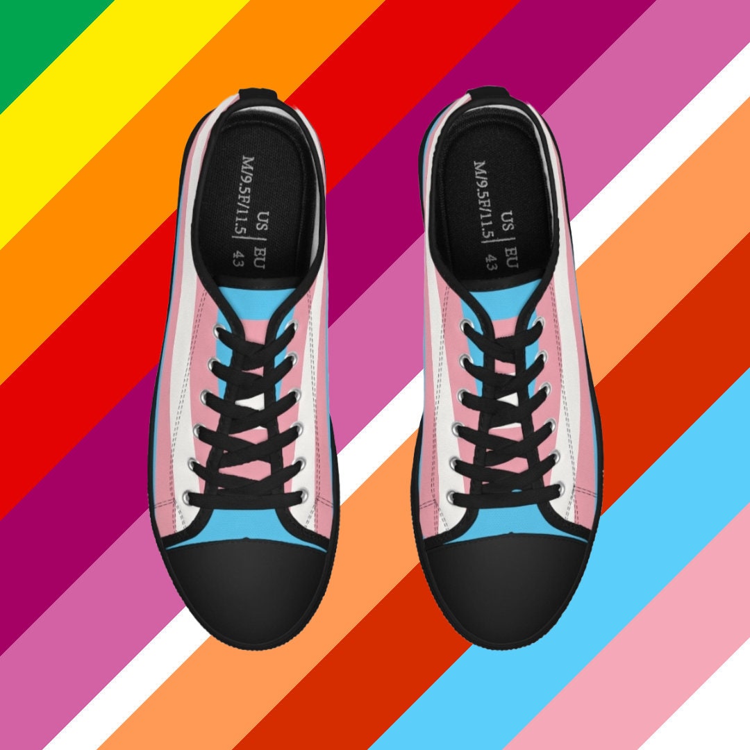 Transgender Pride Flag Low Top Sneakers White or Black - Etsy