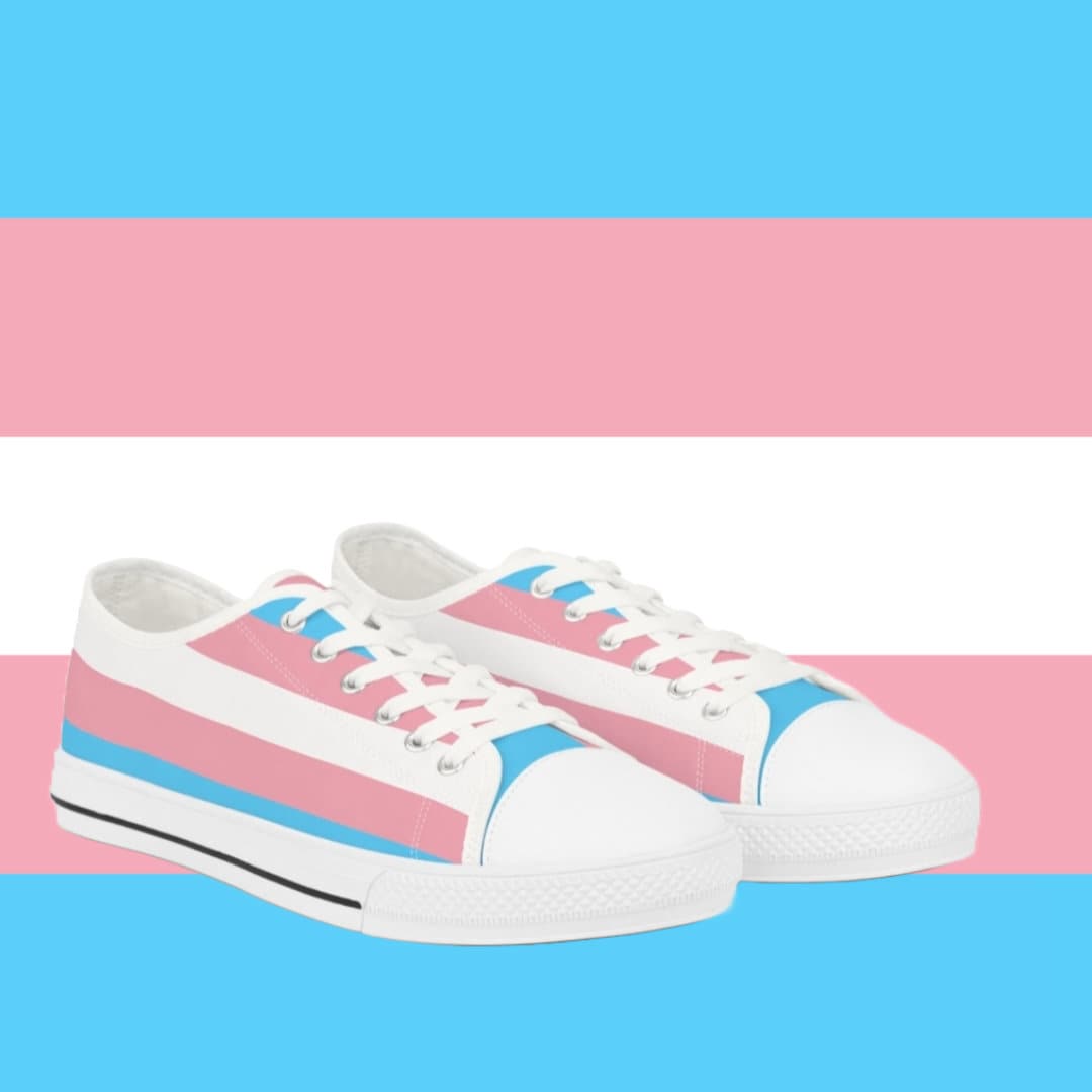 Transgender Pride Flag Low Top Sneakers - White or Black - LGBTQIA ...