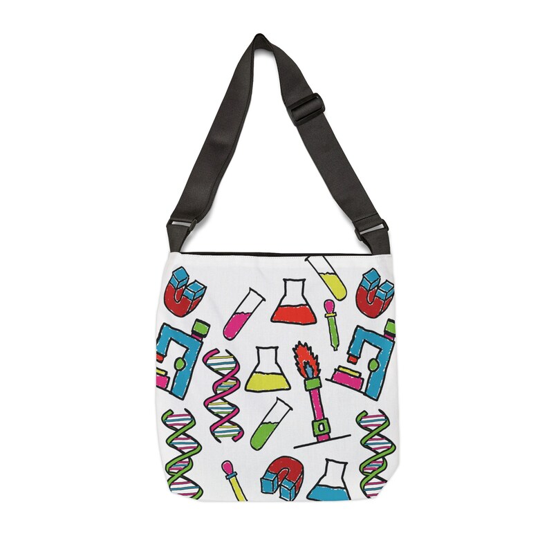 Science Stuff Adjustable Tote Bag 2 Sizes Zip Closure Geeky Tote Nerdy ...