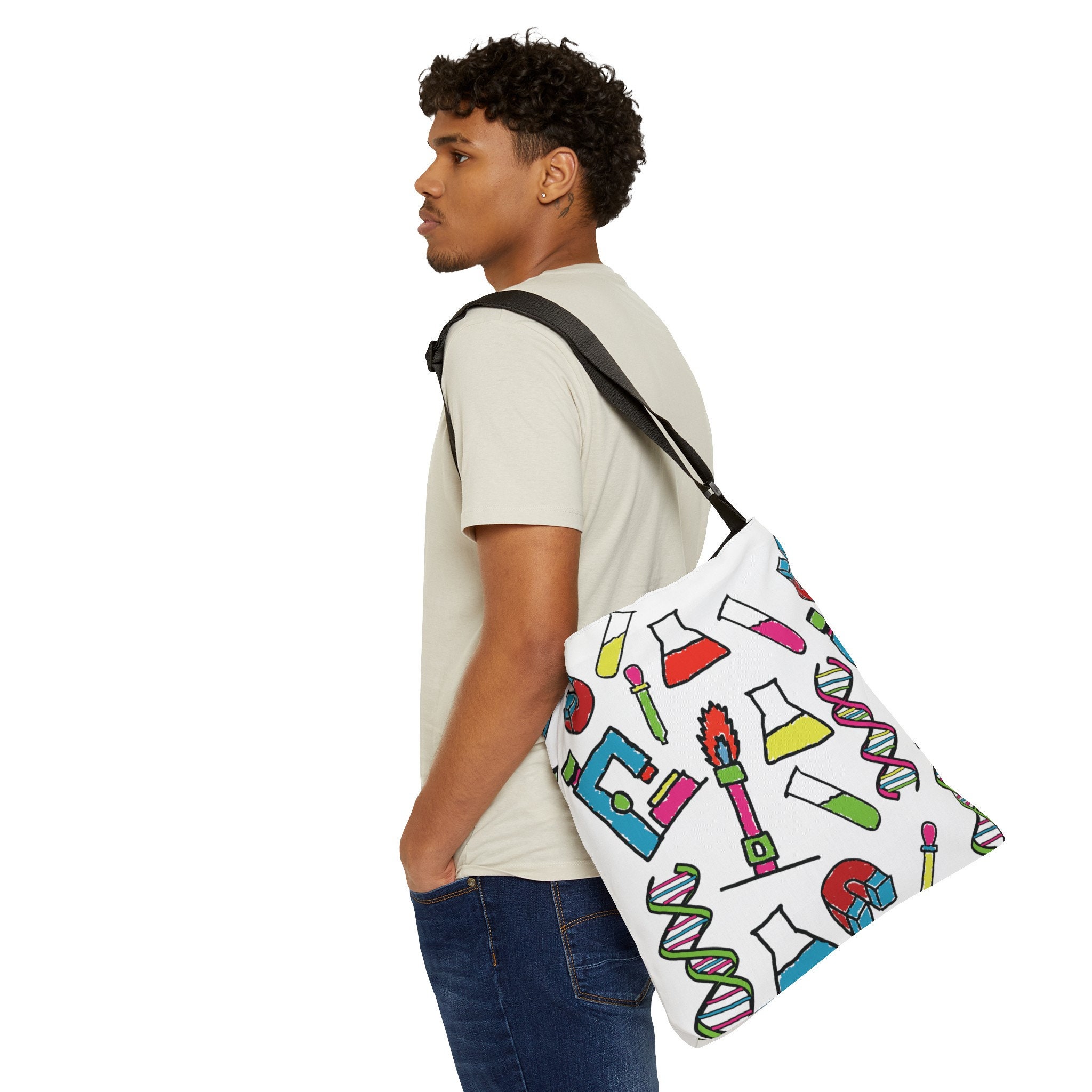 Science Stuff Adjustable Tote Bag - 2 Sizes - Zip Closure - Geeky Tote ...