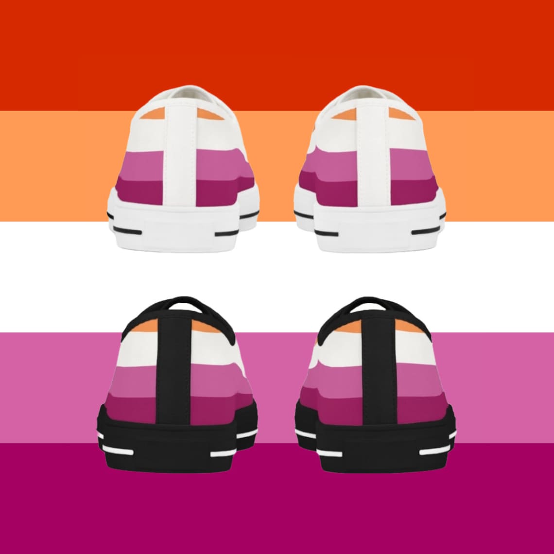 Lesbian Pride Flag Low Top Sneakers - White or Black - LGBTQIA Gifts ...