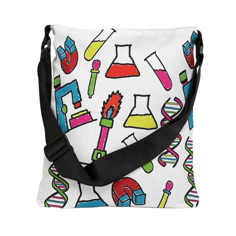 Science Stuff Adjustable Tote Bag - 2 Sizes - Zip Closure - Geeky Tote ...