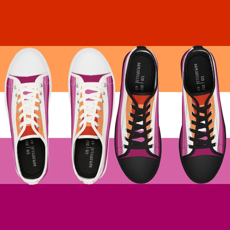 Lesbian Pride Flag Low Top Sneakers White or Black LGBTQIA Gifts Pride ...