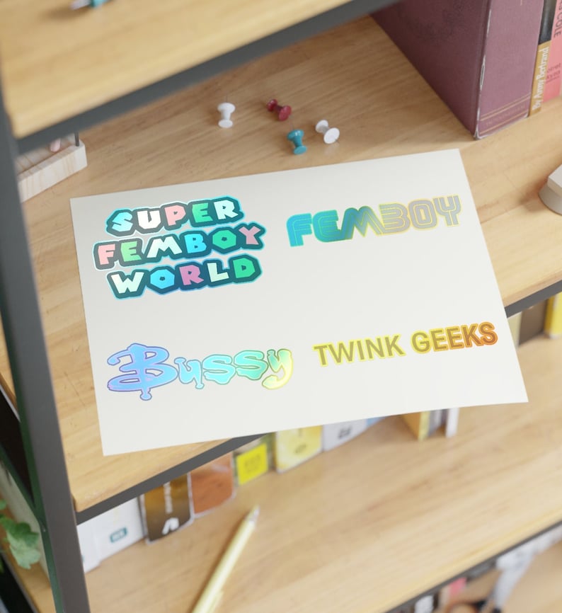 Super Gay Femboy Twink Geek Sticker Sheets Holographic - Etsy