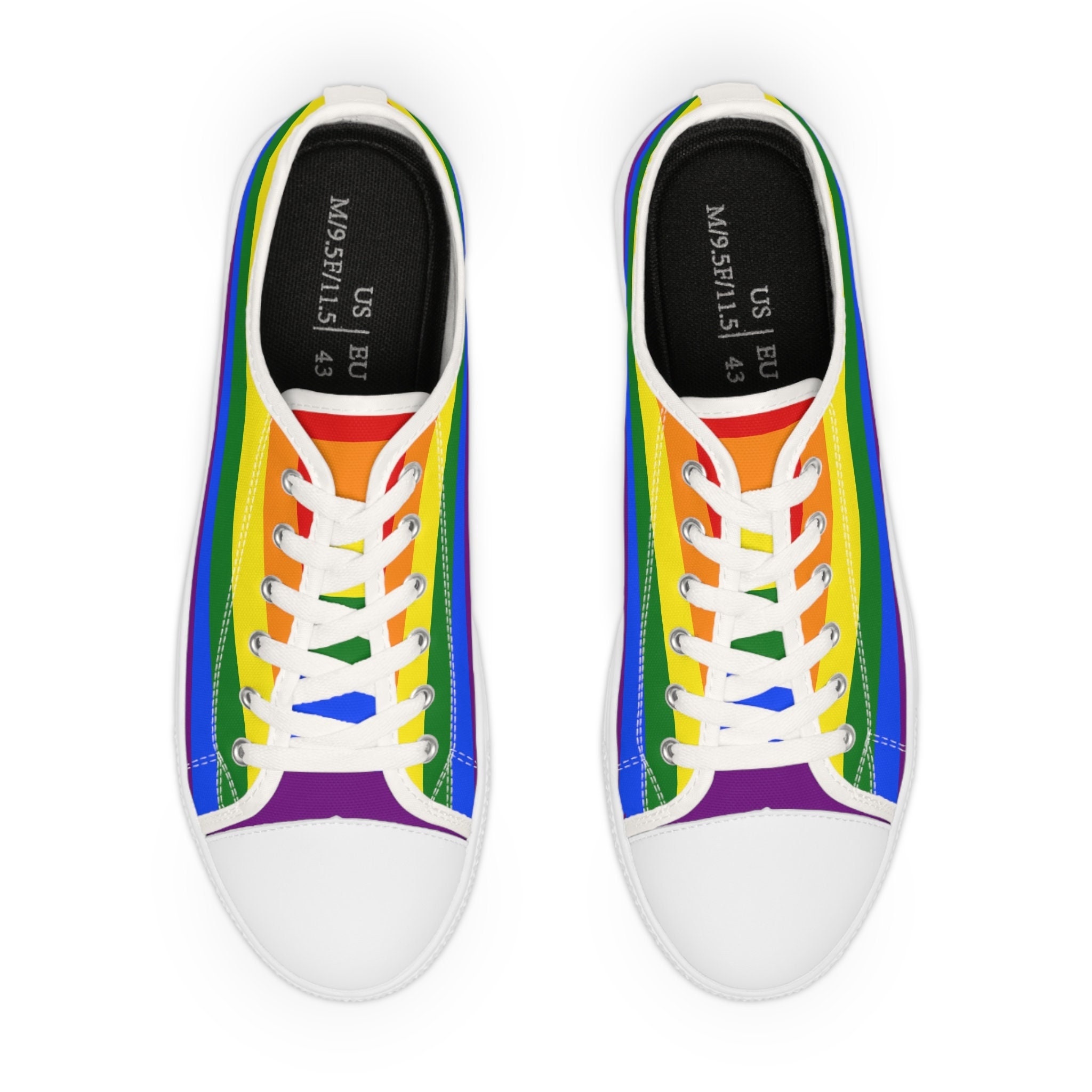 Pride Flag Low Top Sneakers - White or Black - LGBTQIA - Unique ...