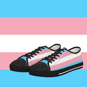Transgender Pride Flag Low Top Sneakers - White or Black - LGBTQIA ...