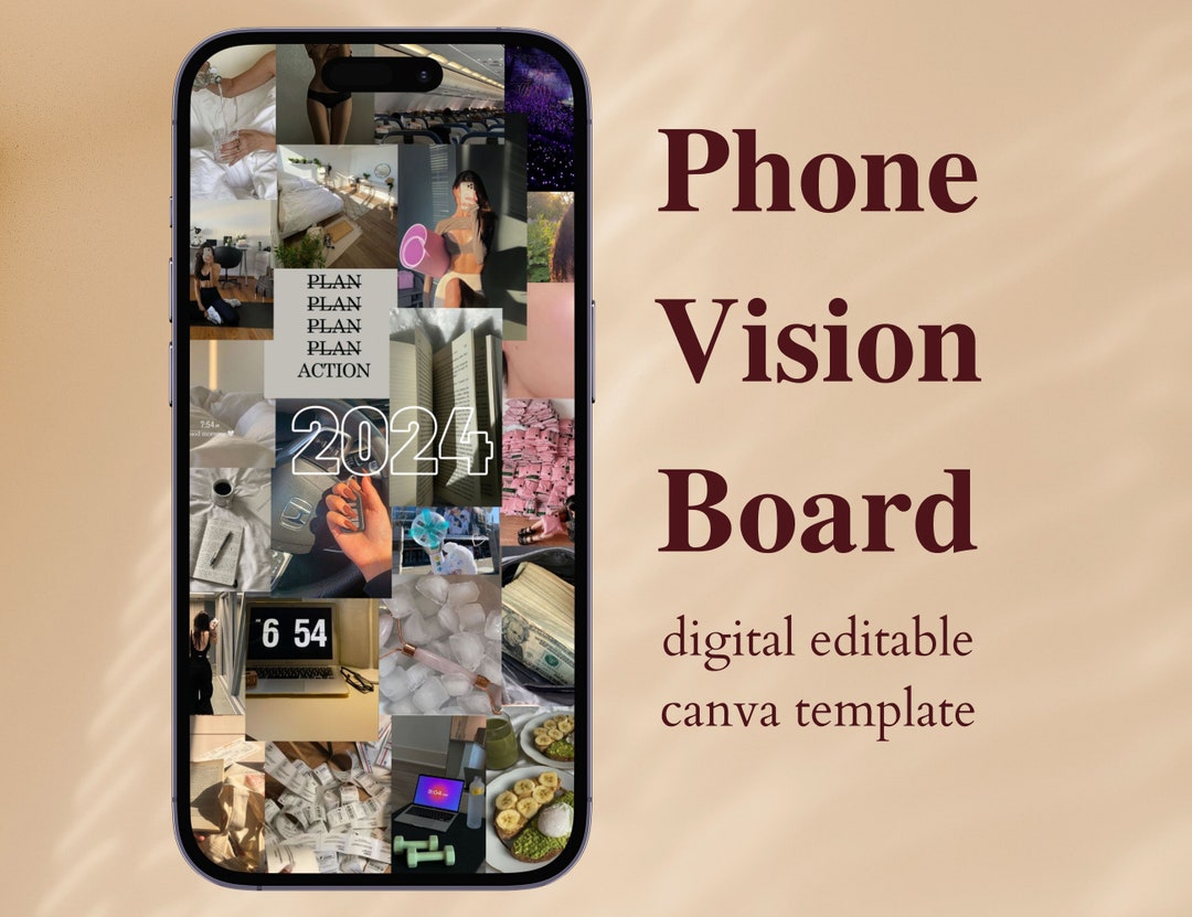 Digital Vision Board Phone Canva Template Wallpaper, Edible 2024 Vision ...