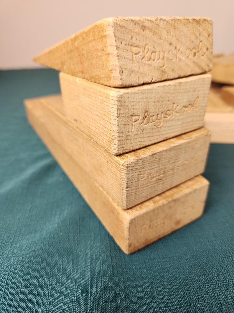 23 Playskool Kindergarten Wooden Building Blocks - Plus 15 Unmarked ...