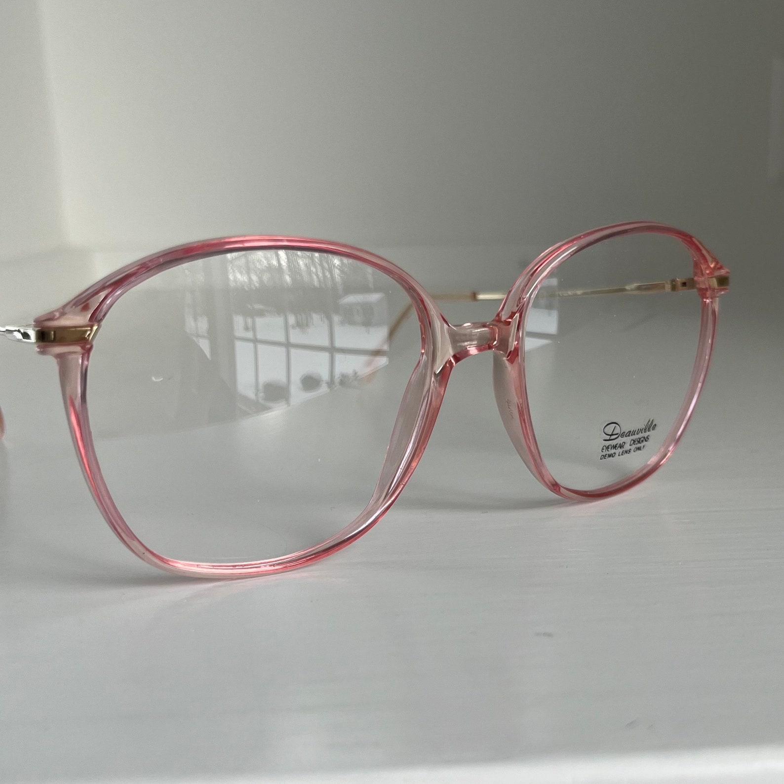 Pink Retro Eyeglass Frames, New Old Stock, Jumbo Lenses demo Lenses ...