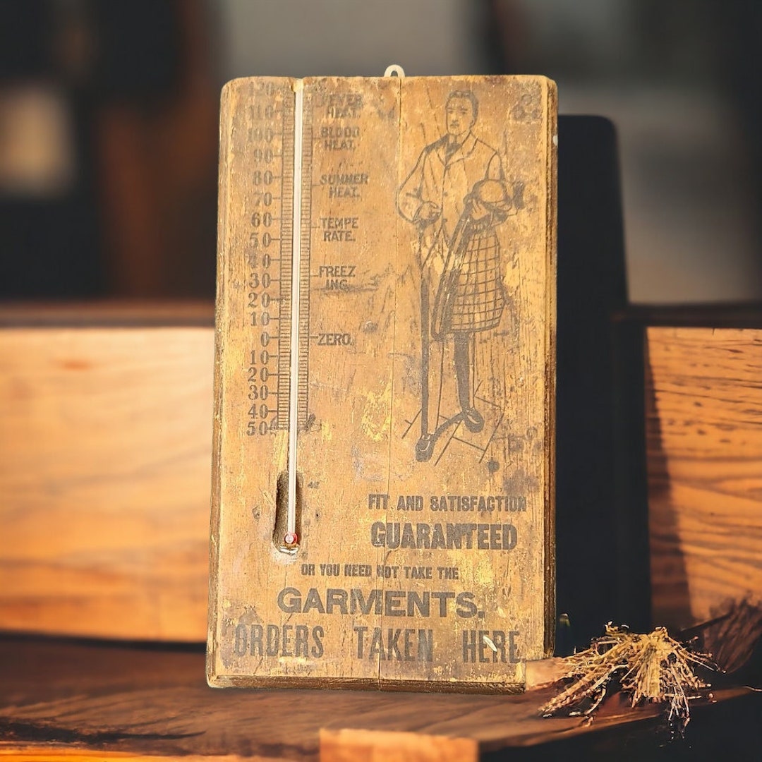 Antique Advertising Thermometer Wooden Wall Hanging - Tailor Dressmaker ...