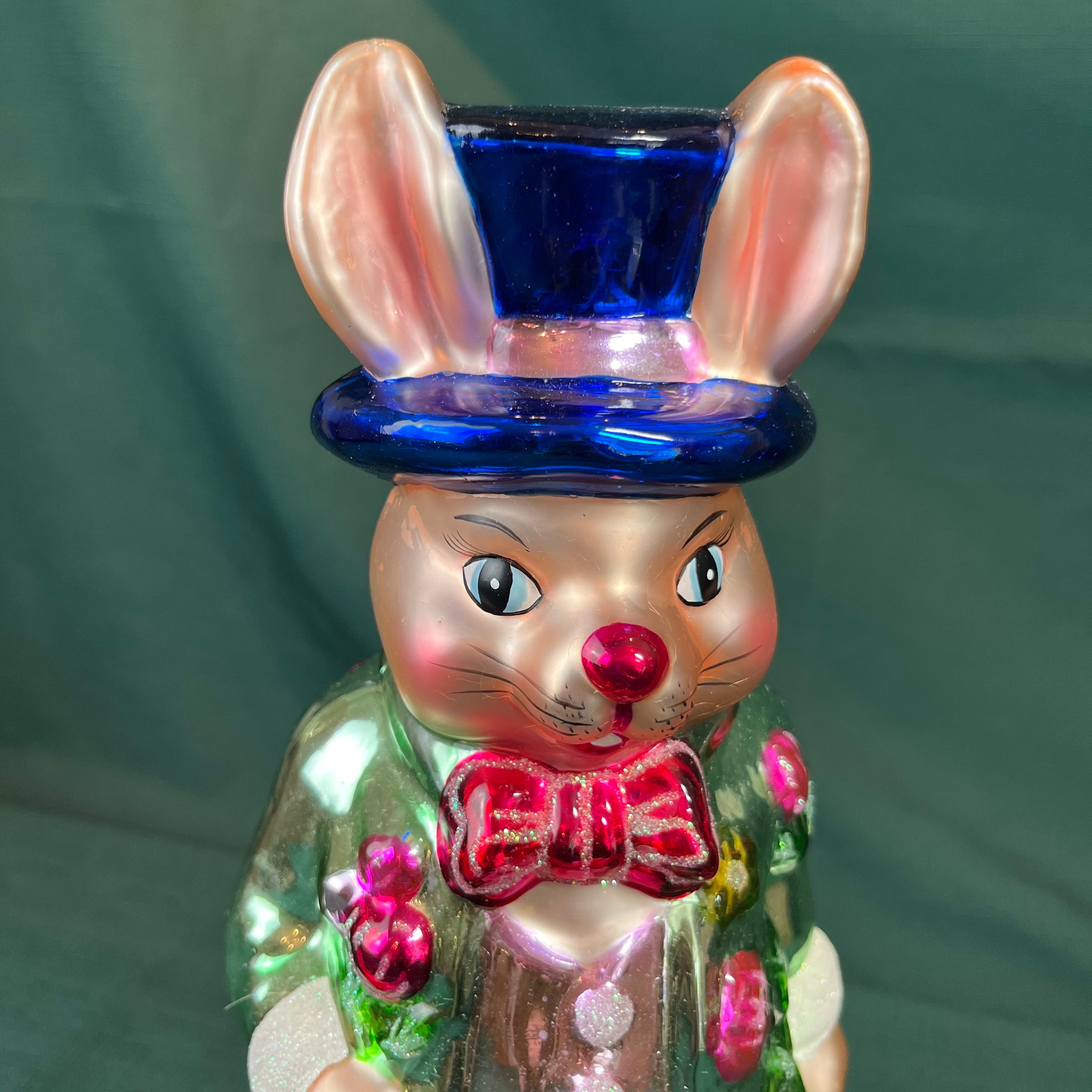 Mercury Glass Hand Painted Rabbit Easter Bunny Large 13 Shiny With ...
