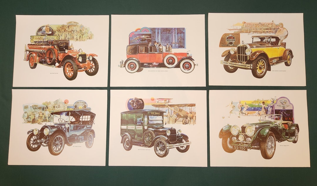 Paul Melia Automobile Prints - Set of 6 - Etsy