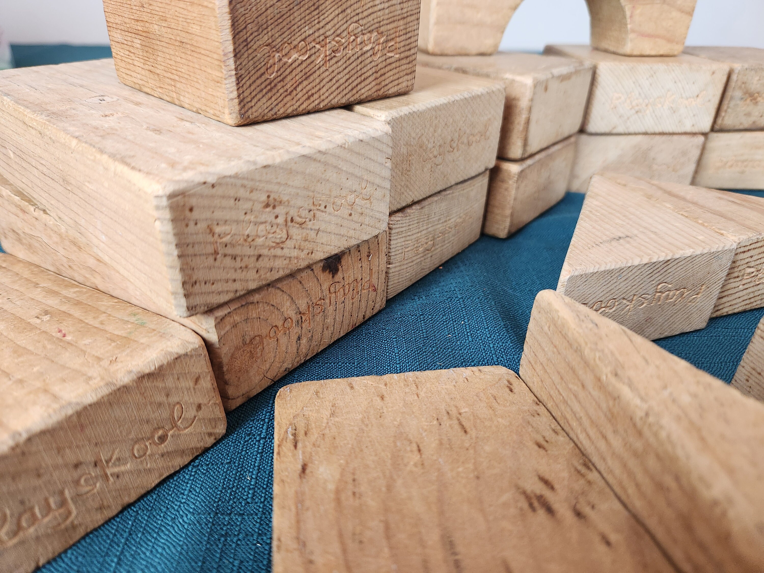 23 Playskool Kindergarten Wooden Building Blocks - Plus 15 Unmarked ...