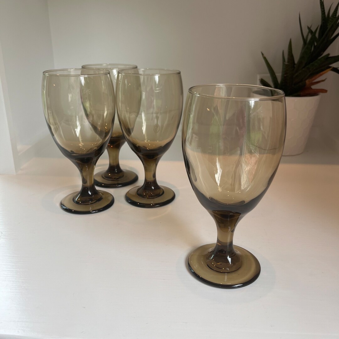Libbey Premier Water Goblets - Smoked Glass - Set of 4 - Etsy