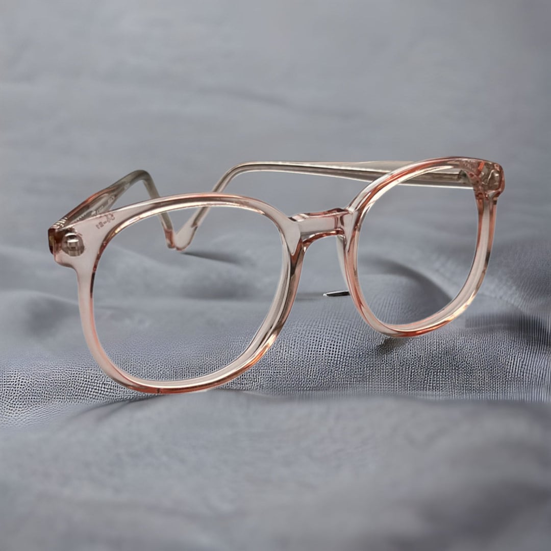 Vintage Eyeglass Frames - No Lenses - Peach Pink Oversize Round Plastic ...