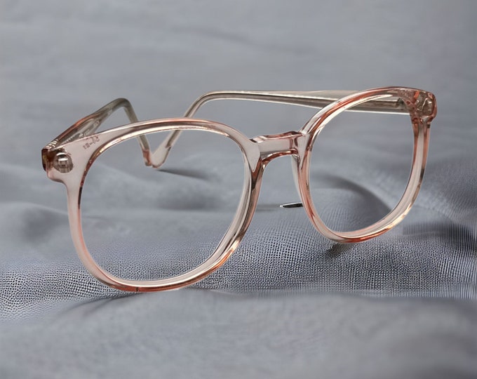 Vintage Eyeglass Frames No Lenses Peach Pink Oversize Round Plastic ...