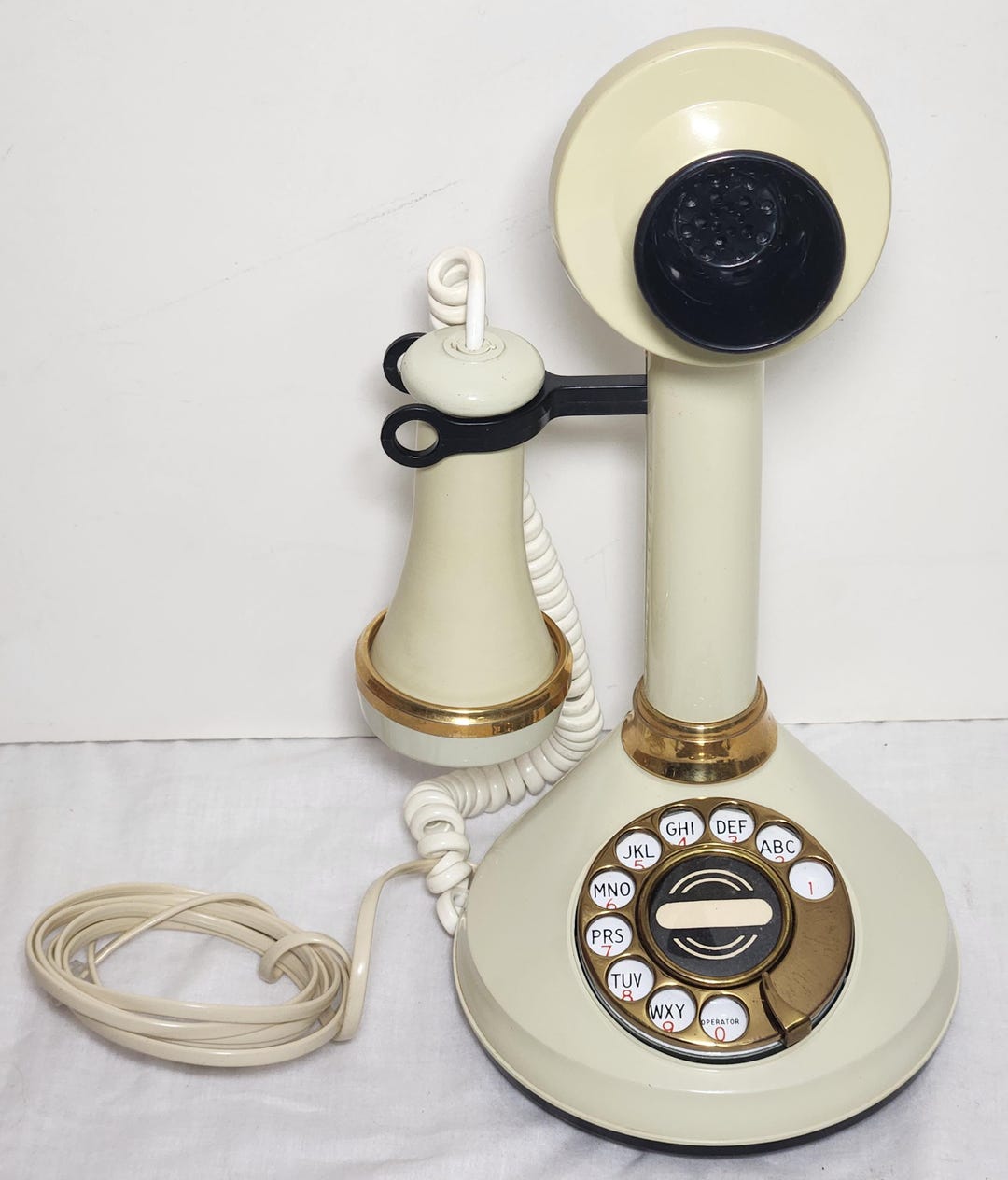 Mid Century Vintage Candlestick Rotary Telephone Off-white Decotel ...