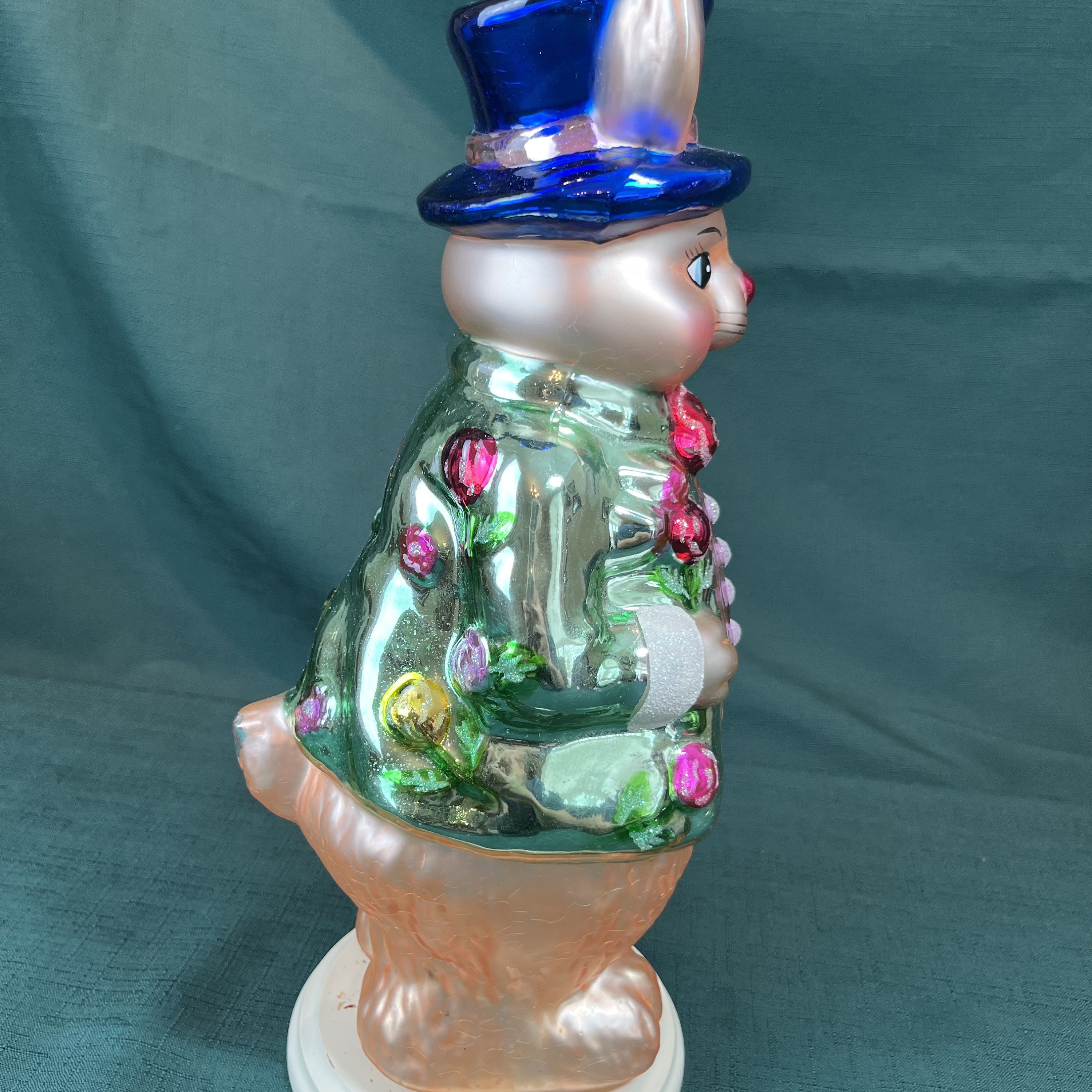 Mercury Glass Hand Painted Rabbit Easter Bunny Large 13 Shiny With ...