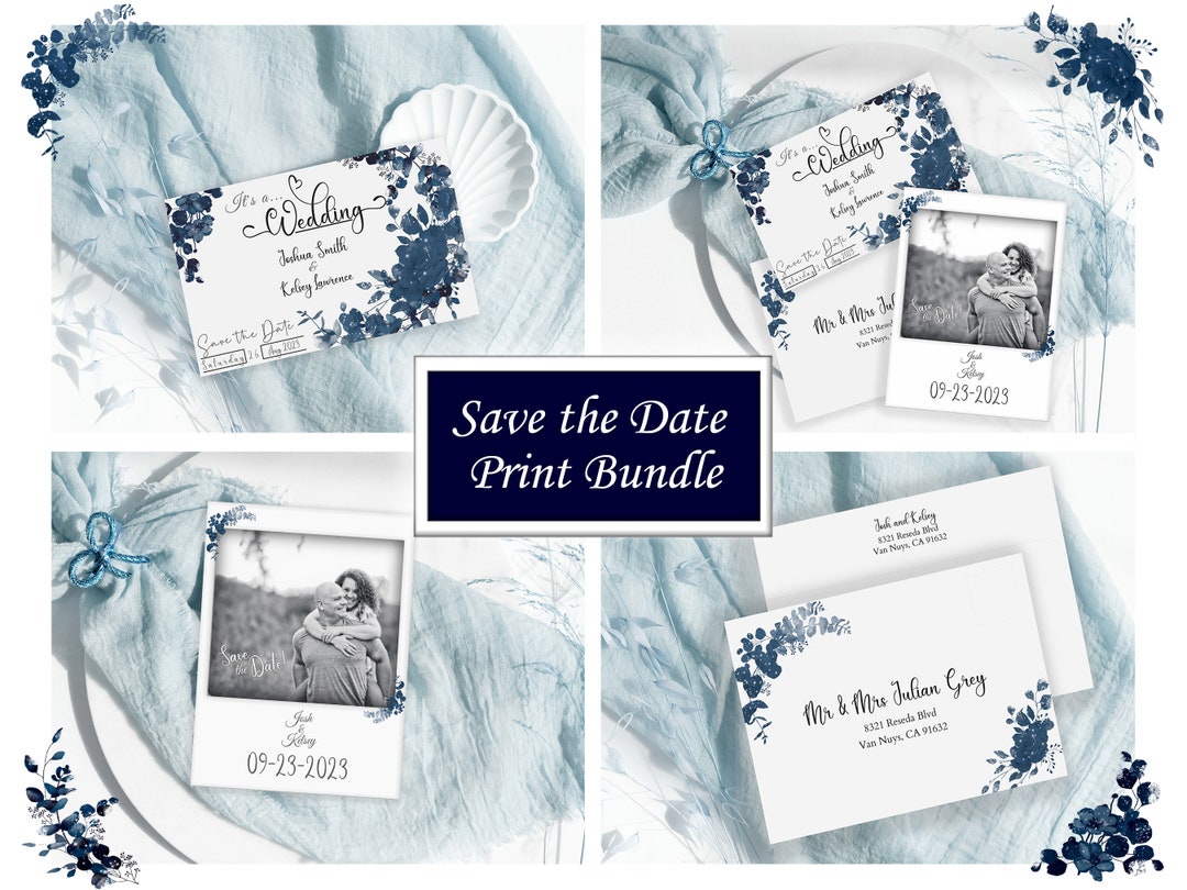 Navy Blue Save the Date, Polaroid Save the Date, Wedding Bundle ...