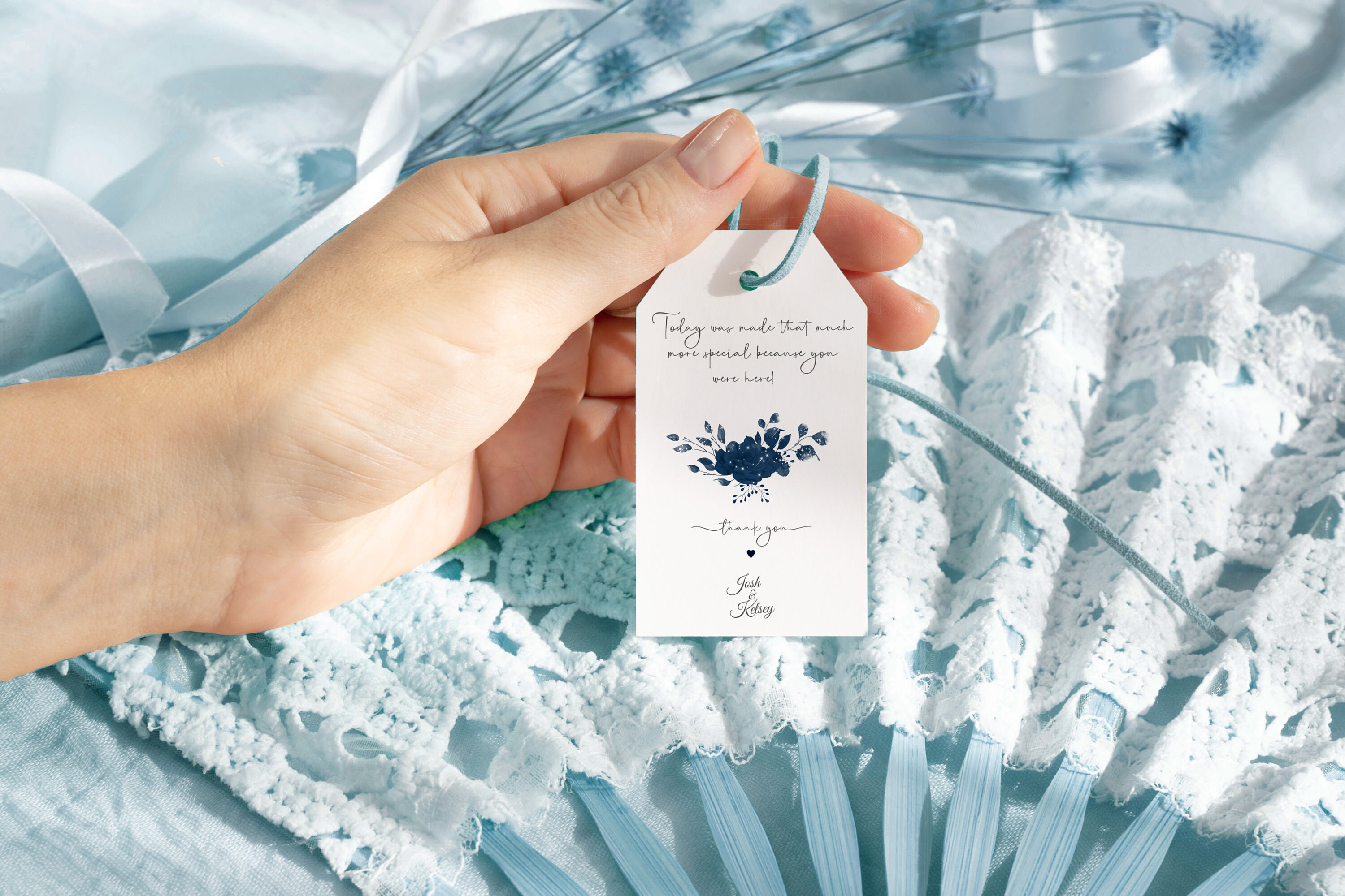 Navy Blue Floral Gift Tags | Wedding Gift Tag Template | Party Gift Bag ...