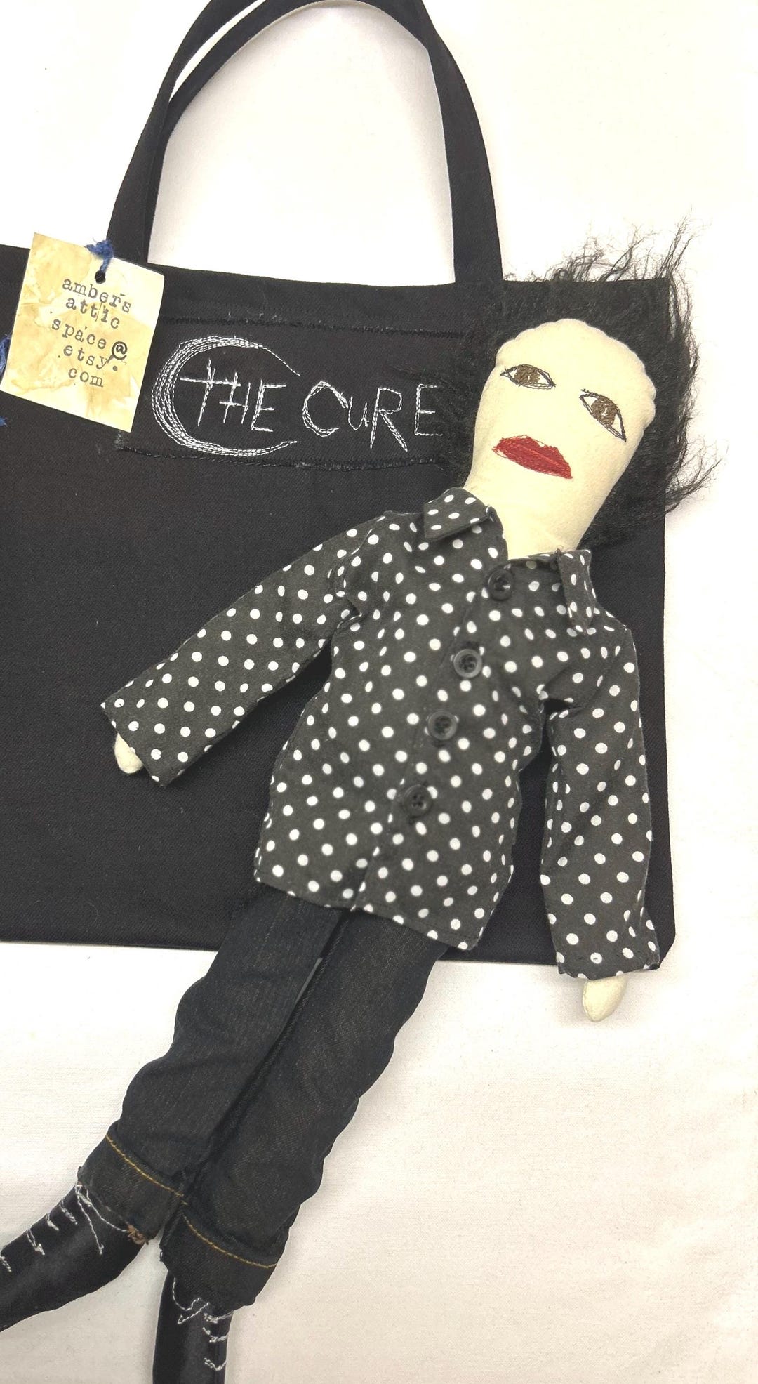 Rare Robert Smith Hand Made, Embroidered Art Doll & Embroidered Tote ...