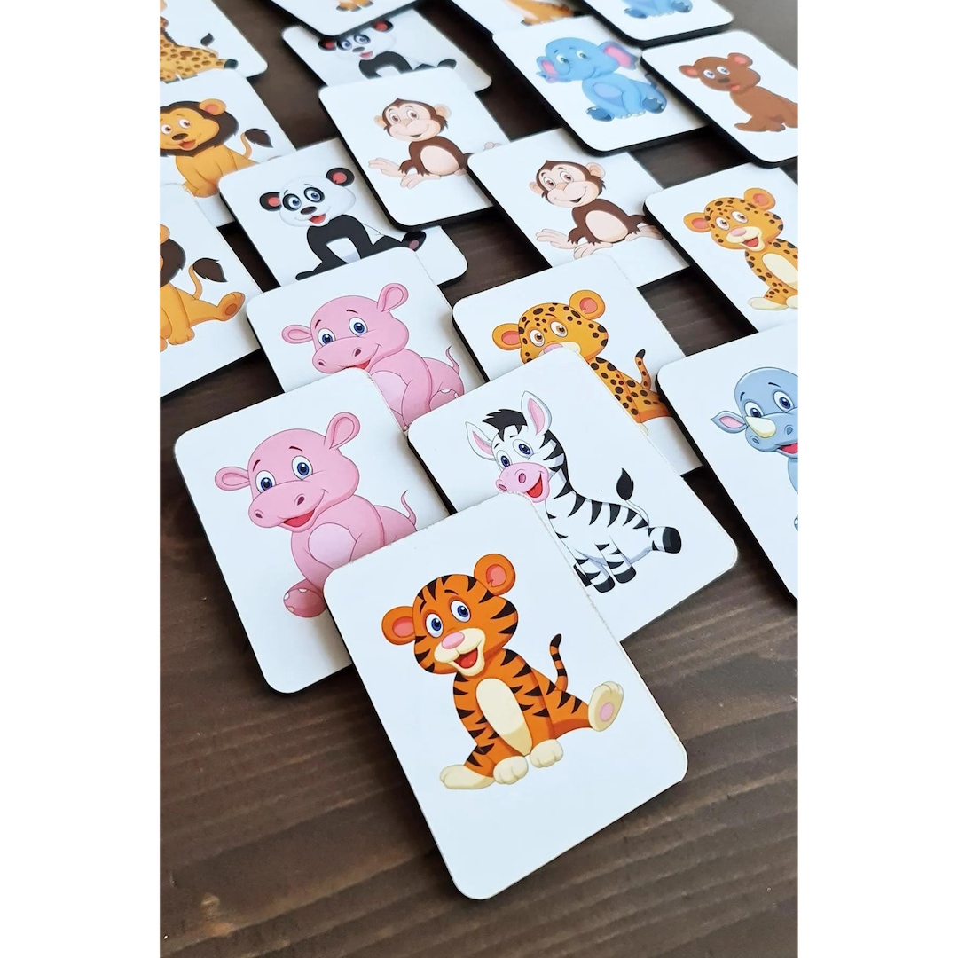 Wooden Intelligence Cardsmatching Gamewooden Puzzle Toycute - Etsy