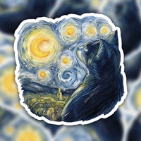 Holographic Starry Night Sticker, Waterproof Vinyl Sticker, Fine Art by ...