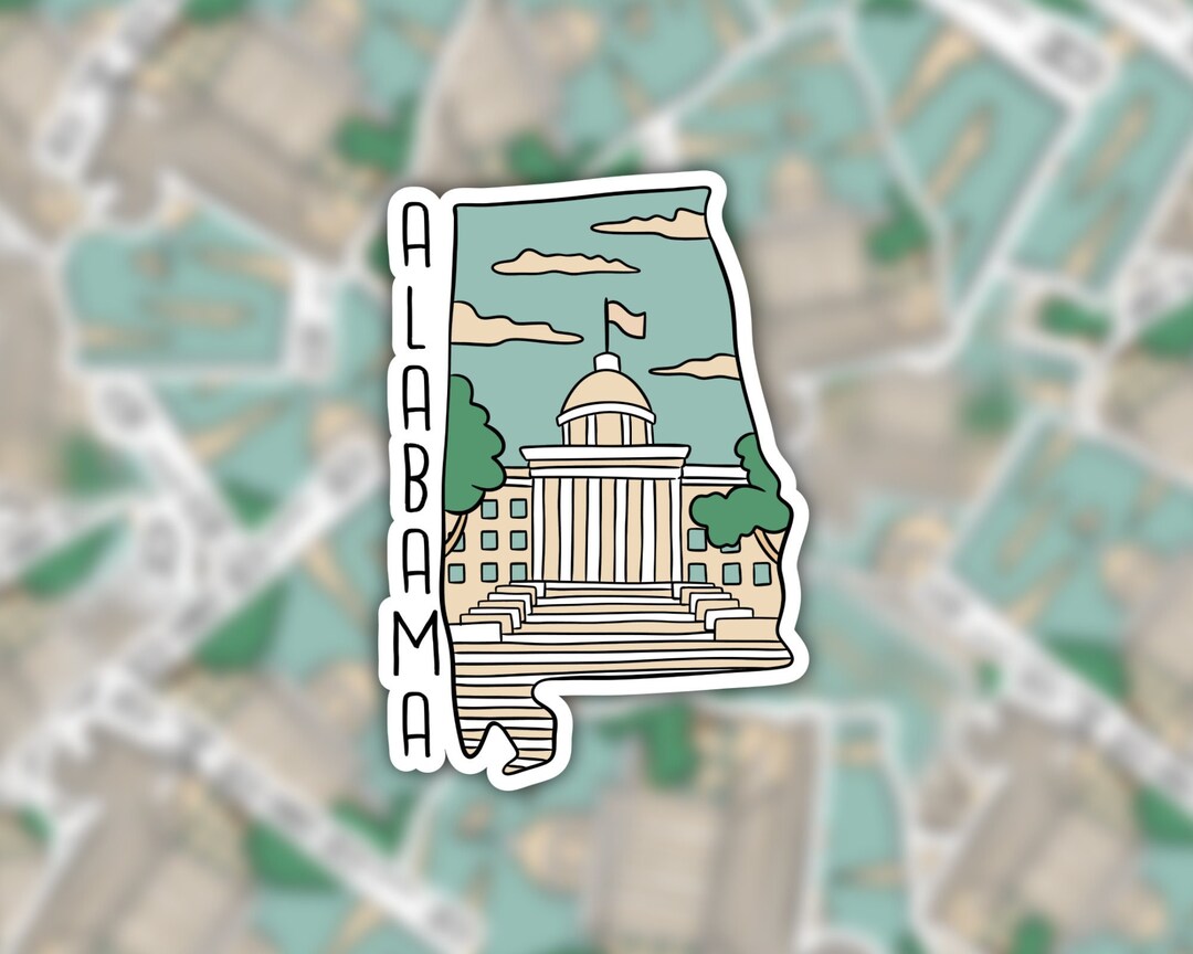 Alabama State Sticker, Alabama Decal, State Laptop Stickers, Waterproof ...