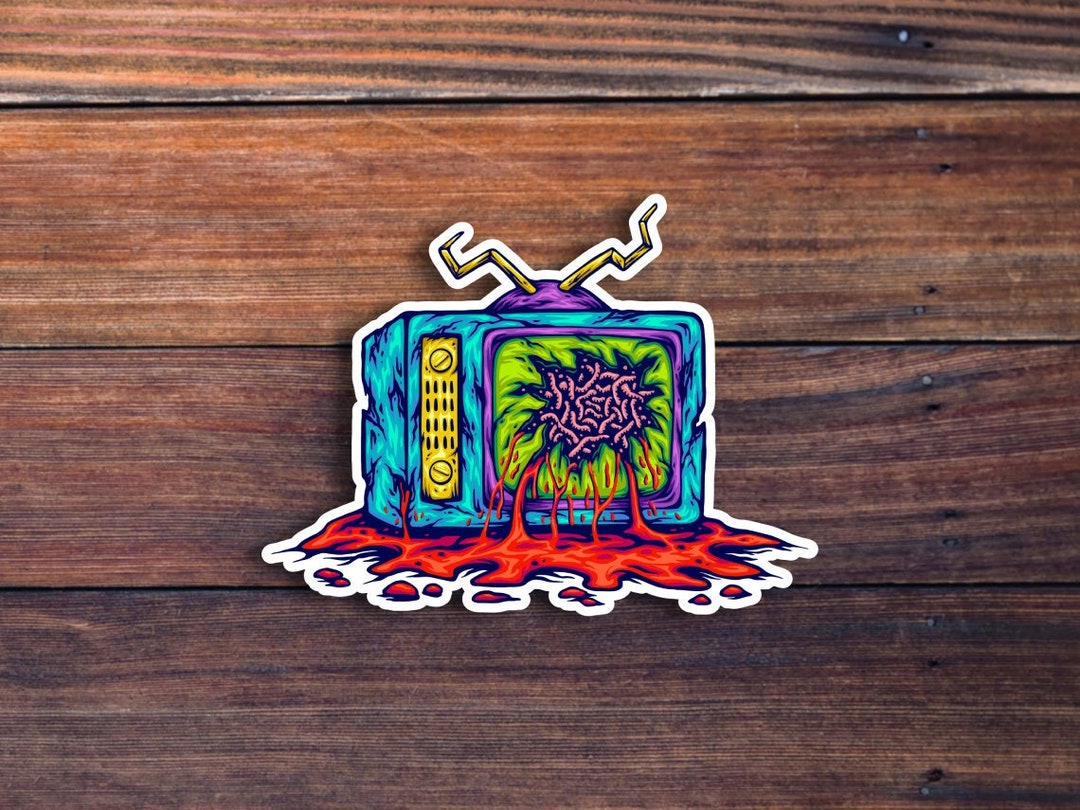 TV Zombie Head Gore Sticker, Glitchcore Sticker, Weird Stickers ...