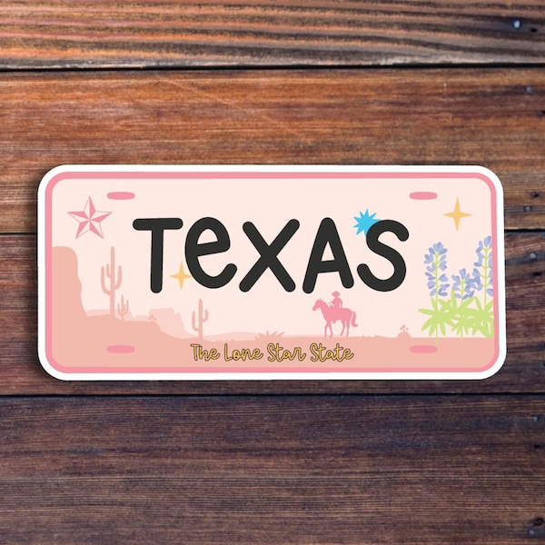 Texas License Plate Sticker - Etsy