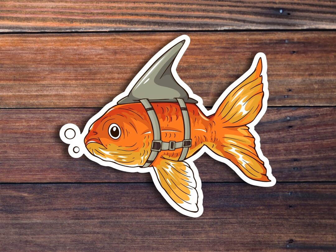 Wannabe Shark Sticker, Fish With Shark Fin Sticker, Cute Fish Shark ...