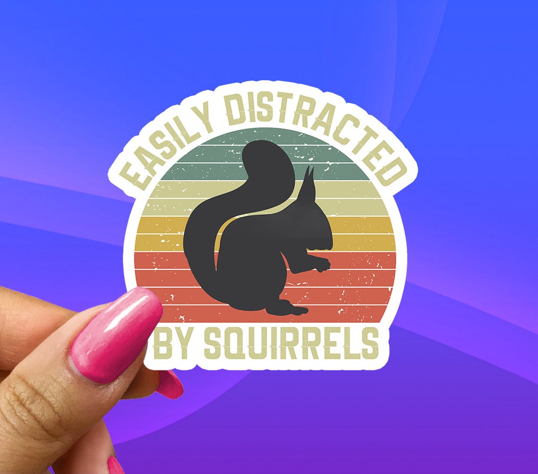 Easily Distracted by Squirrels Sticker, Squirrel Sticker, Funny Squirrel, Journal Sticker ...
